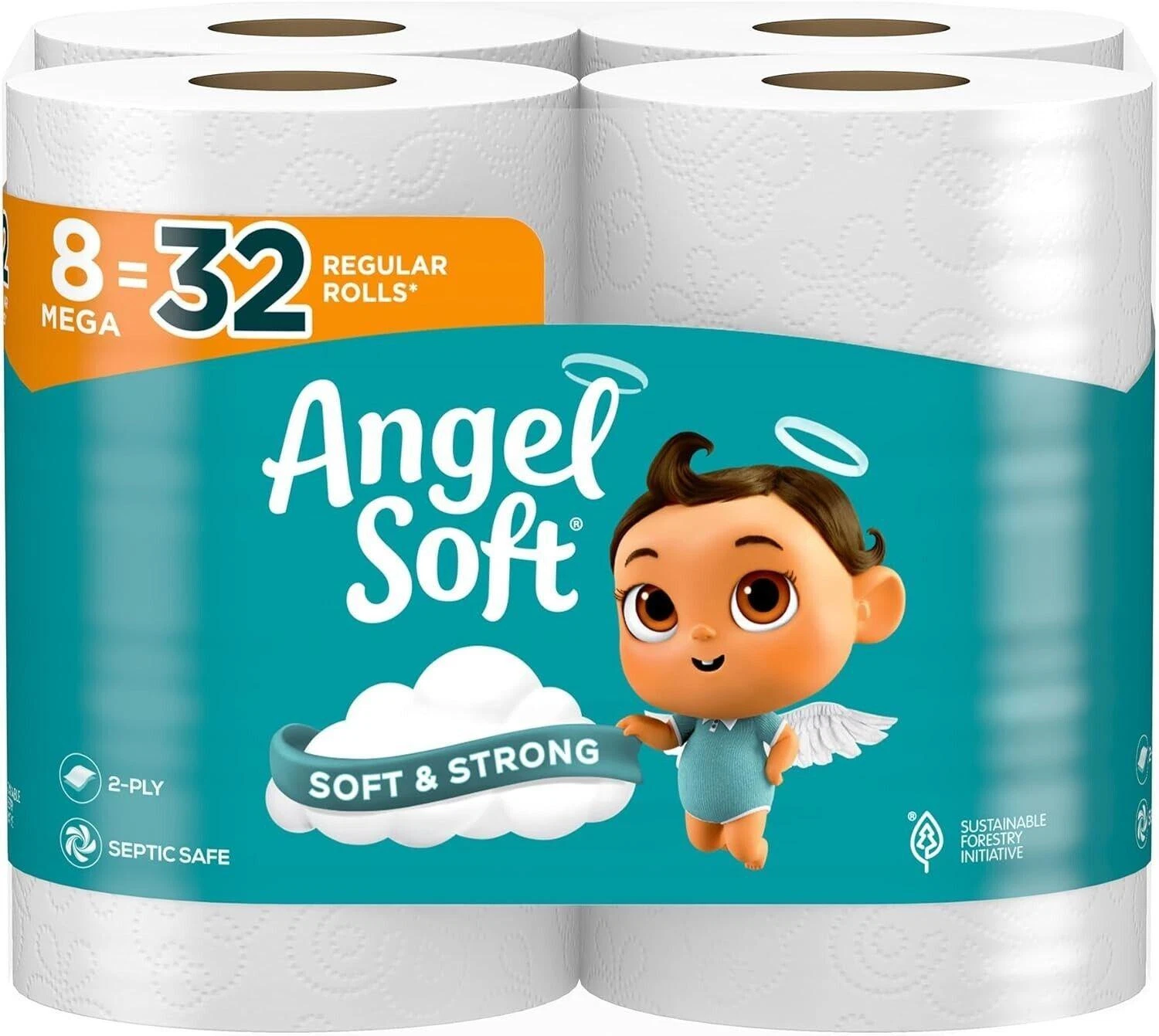 Angel Soft Toilet Paper, 8 Mega Rolls = 32 Regular Rolls, Soft And ...