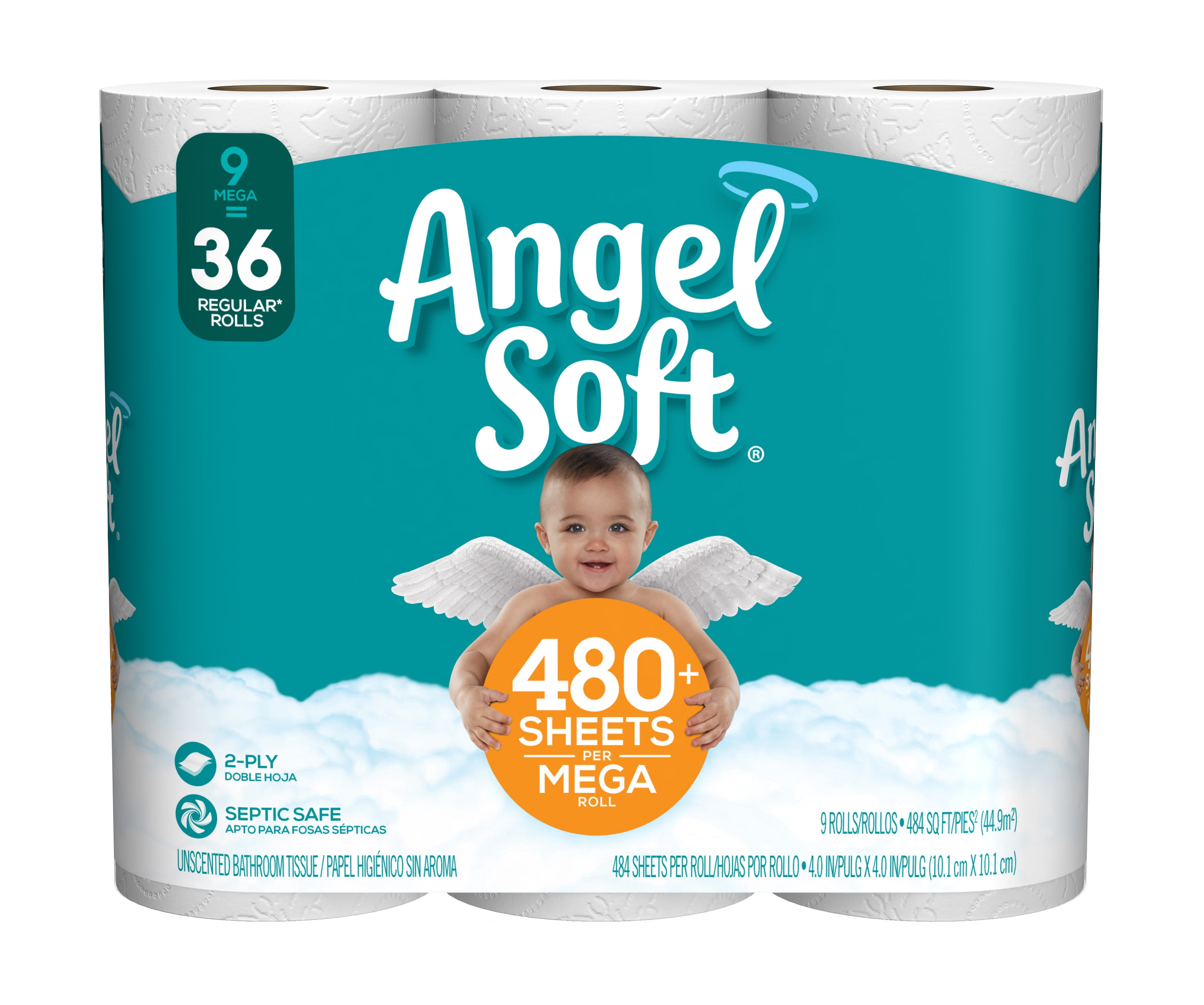 Angel Soft Toilet Paper, 9 Mega Rolls - Walmart.com