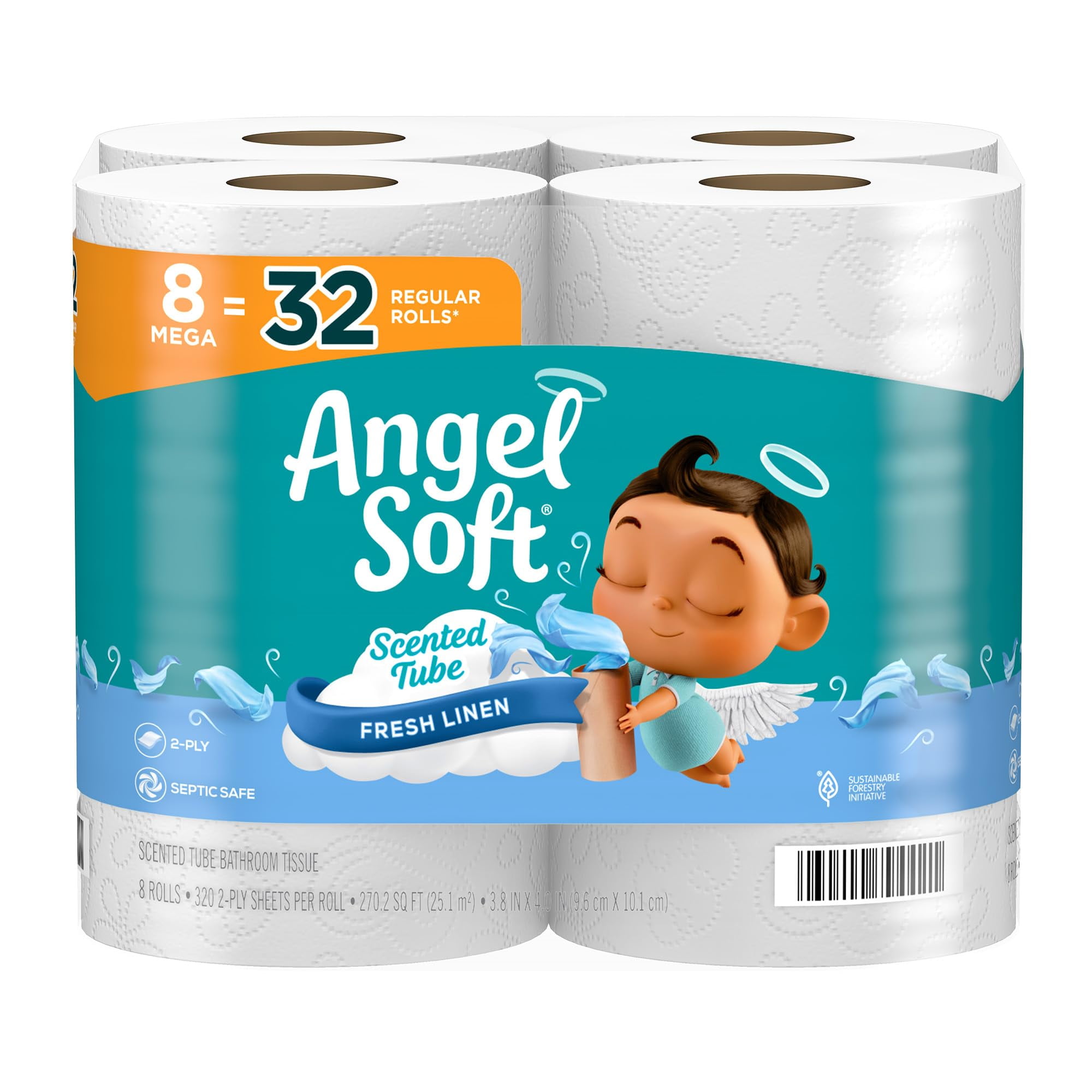 Angel Soft Toilet Paper STF9 with Fresh Linen Scented Tube, 8 Mega ...