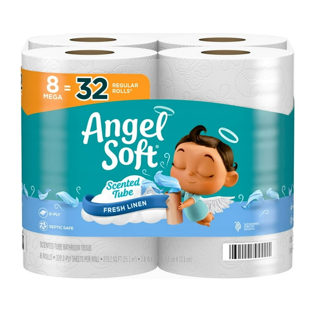 Angel Soft Toilet Paper STF9 with Fresh Linen Scented Tube, 8 Mega ...