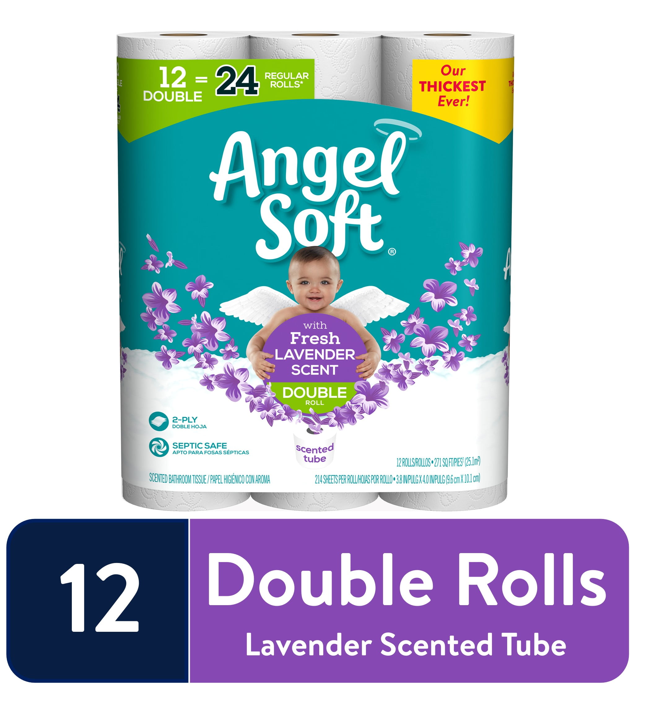 Angel Soft Bath Tissue, Fresh Lavender Scent, 12 Double Rolls in Bulk ...