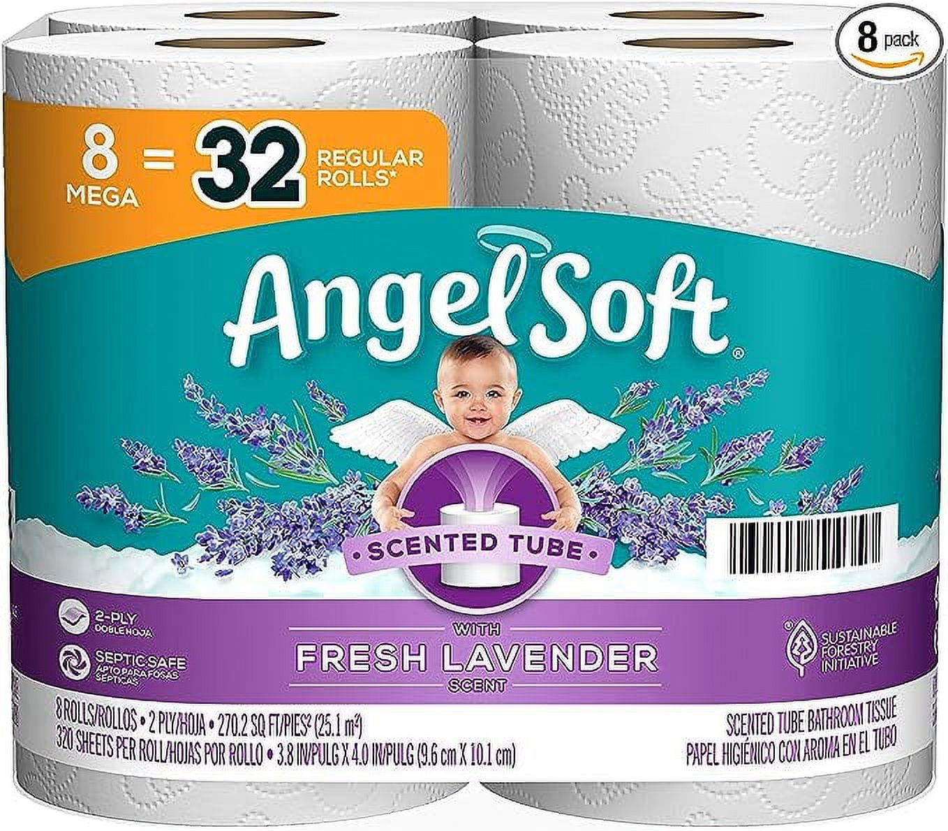 Angel Soft® Lavender Scented Toilet Paper, 8 Mega Rolls=32 Regular, 320 ...