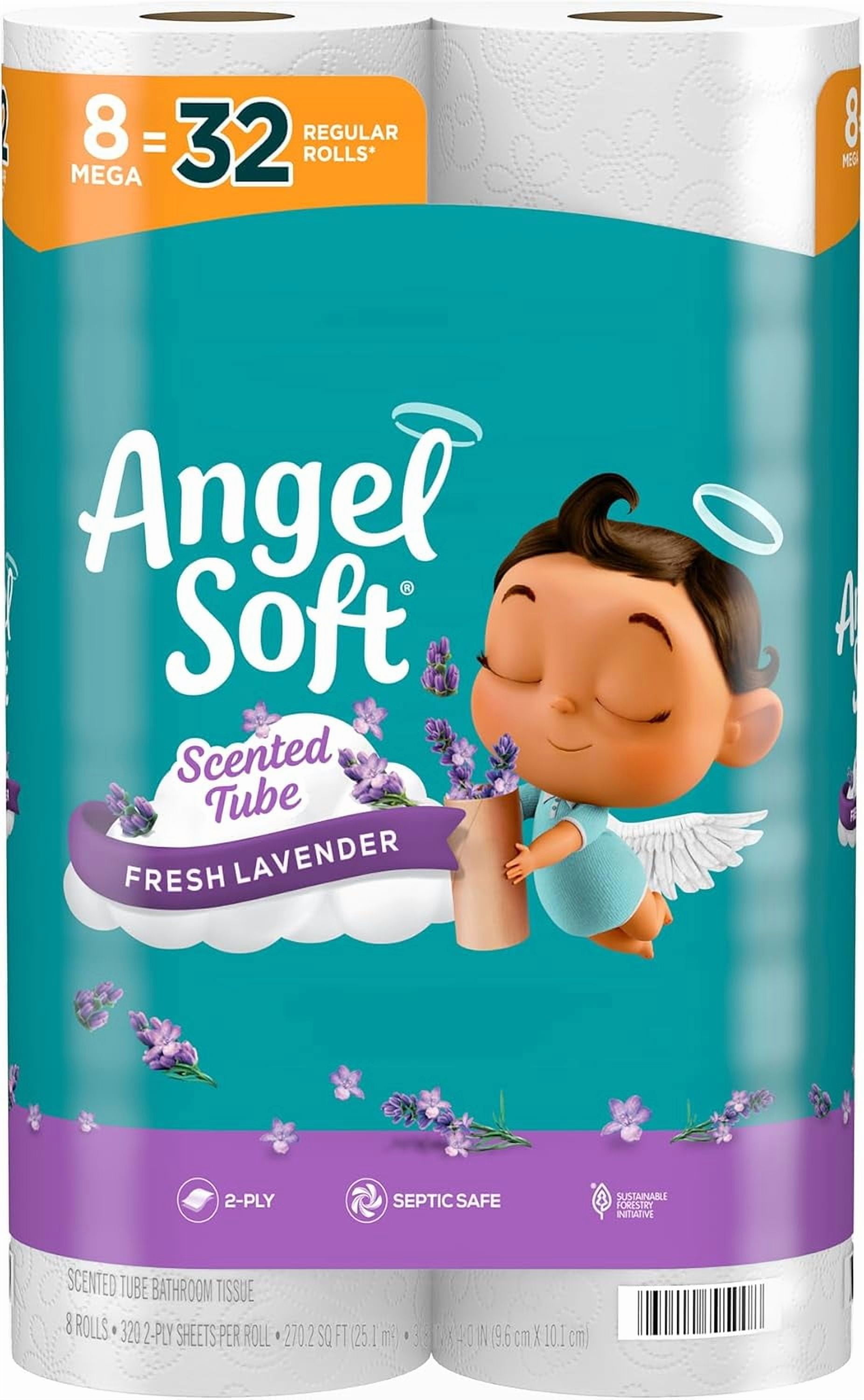 Angel Soft Toilet Paper with Fresh Lavender Scented Tube, 8 Mega Rolls ...