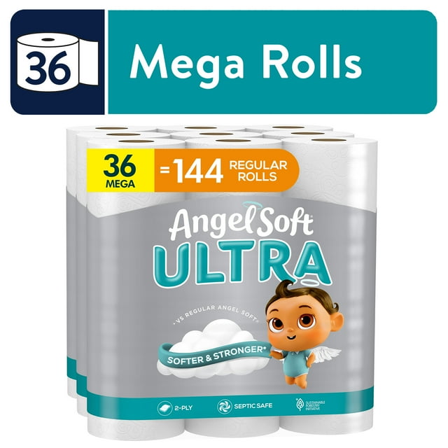 Angel Soft Ultra Strong and Soft Toilet Tissue, 36 Mega Rolls (6 Packs ...