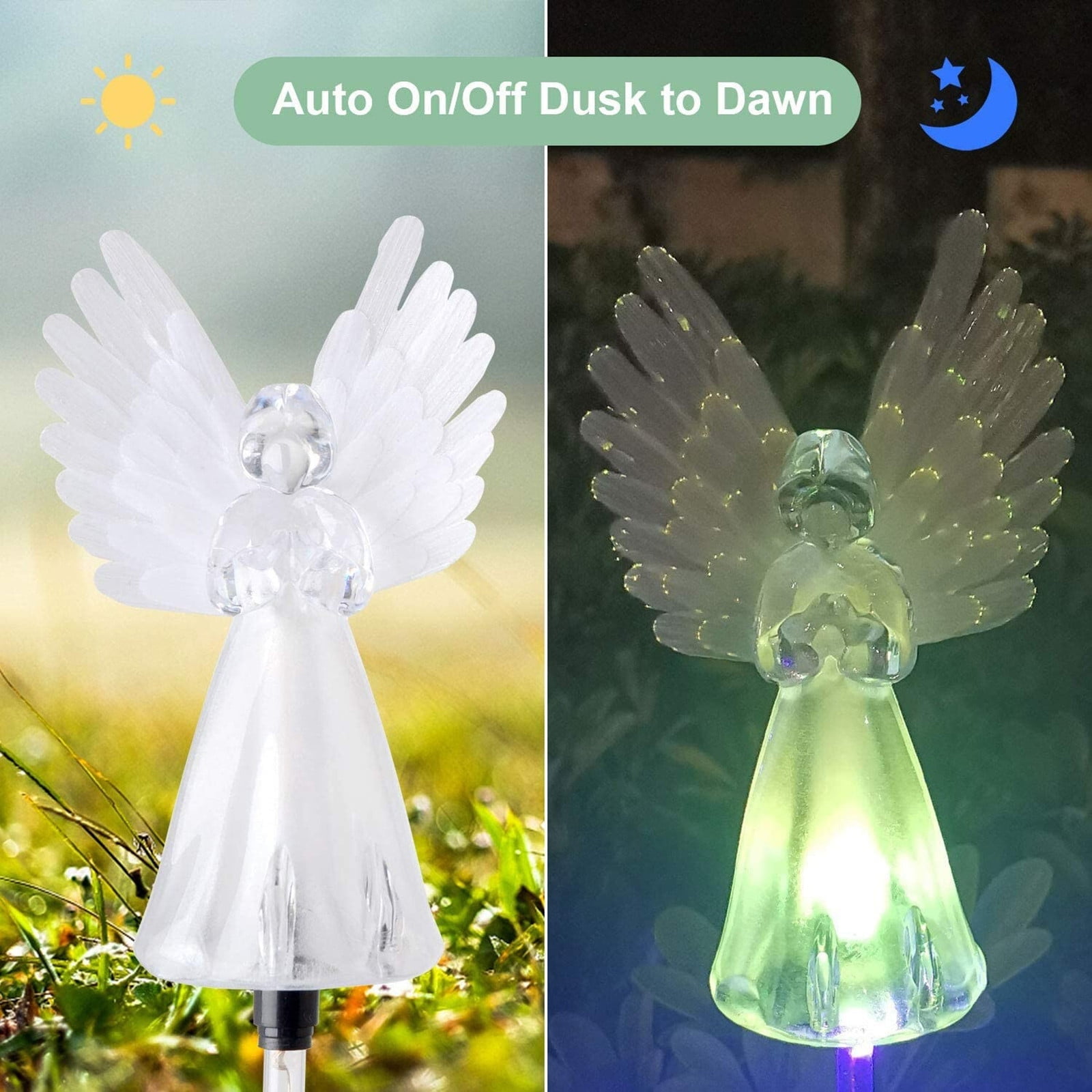 Angel Solar Lights, Color Changing Outdoor Path Lights, Waterproof ...