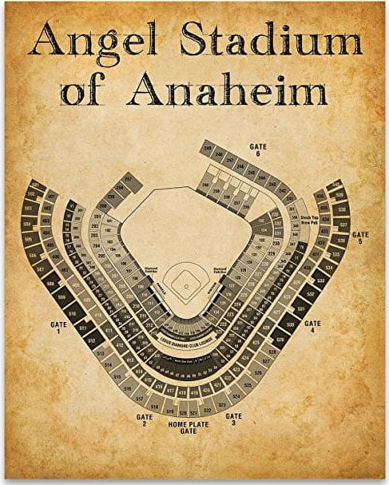 Angel Stadium of Anaheim Baseball Seating Chart - 11x14 Unframed Art ...