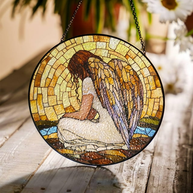 Angel Stained Glass SunCatcher Angel Wings Light Catcher Window Hanging ...