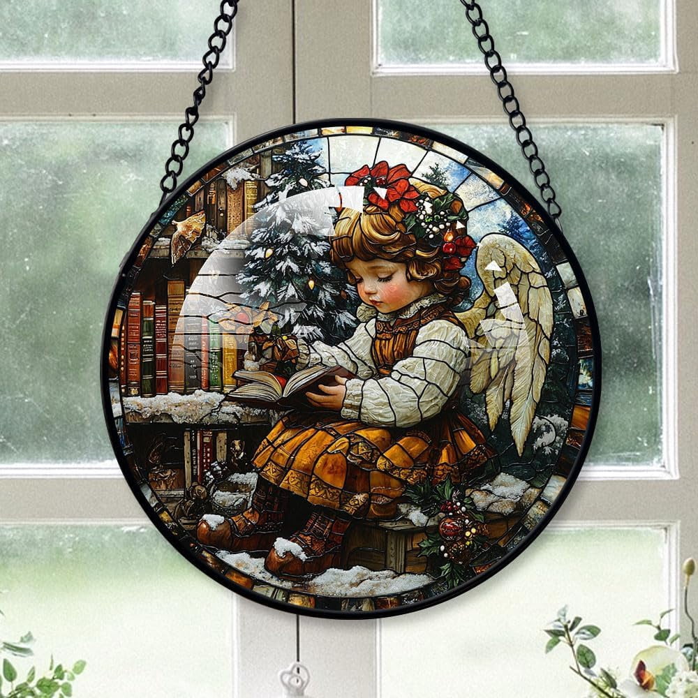 Angel Stained Glass Suncatcher, Angel Christmas Ornament, Angel Stained ...