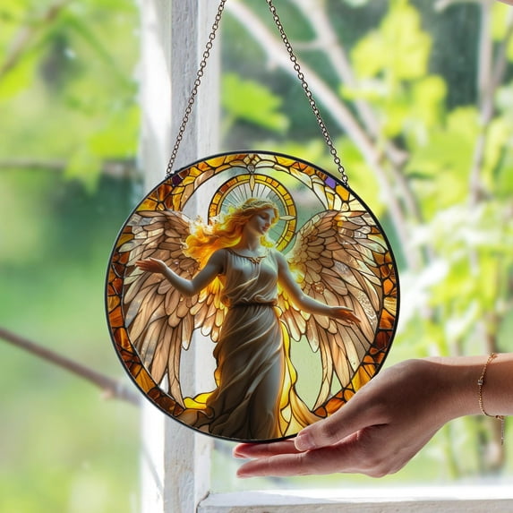 Angel Stained Glass Window Suncatcher – Spiritual Glass Art Decor ...