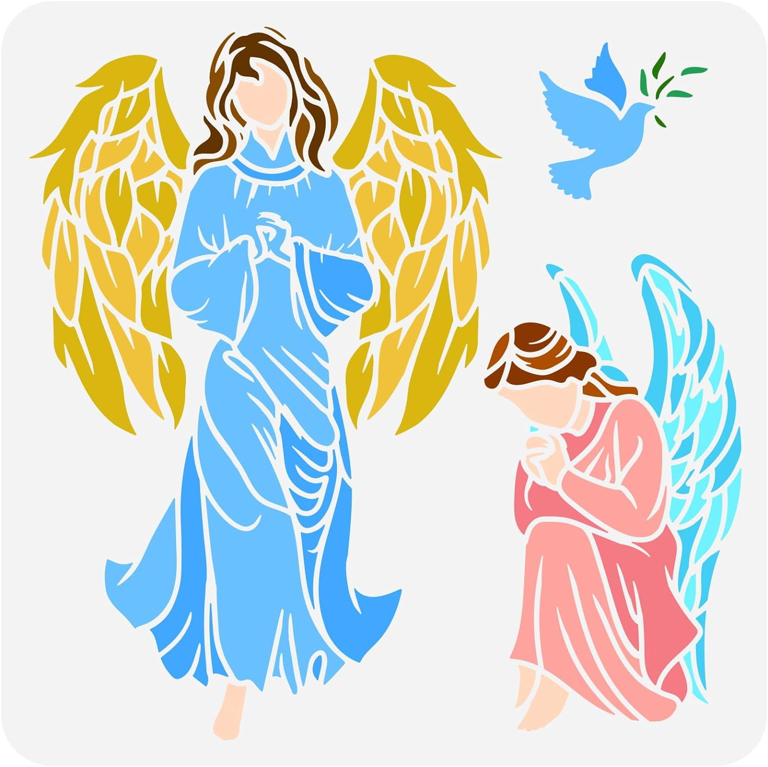 Angel Statue Painting Stencil - 11.8x11.8 inch Plastic Angel Wings ...