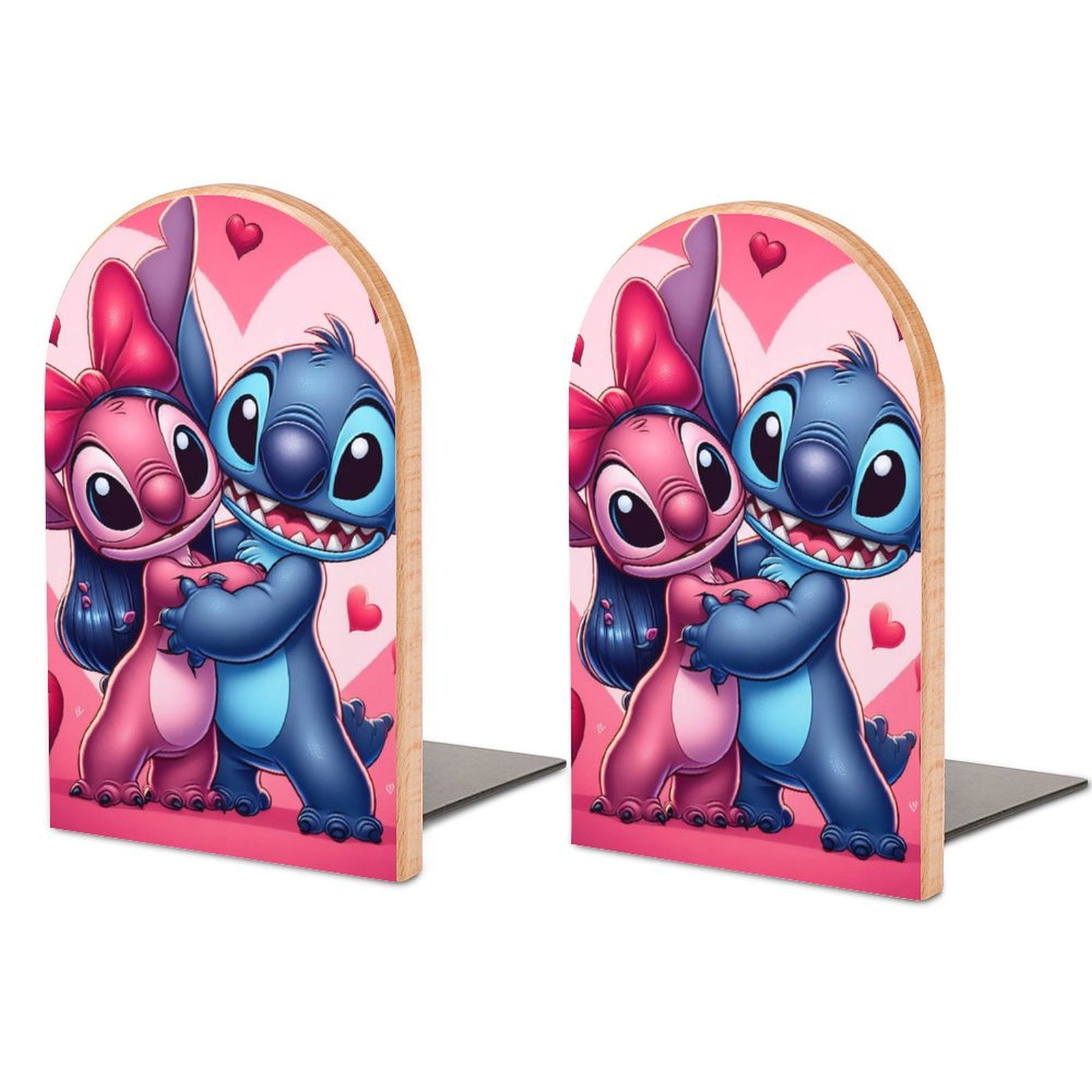 Angel And Stitch Angel Heart Kisses 2PCS Wood Bookends for Shelves, Non ...