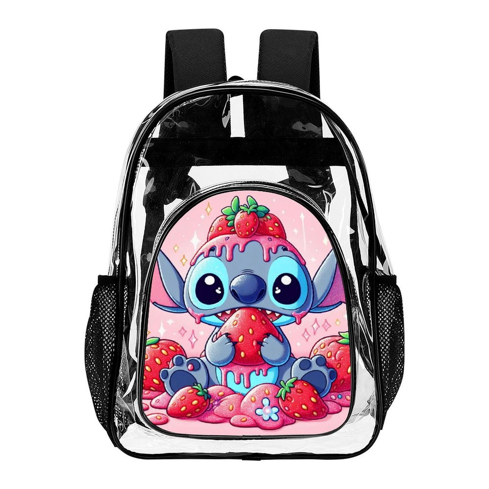 Angel And Stitch Eating Strawberries Clear Backpack Transparent Heavy ...