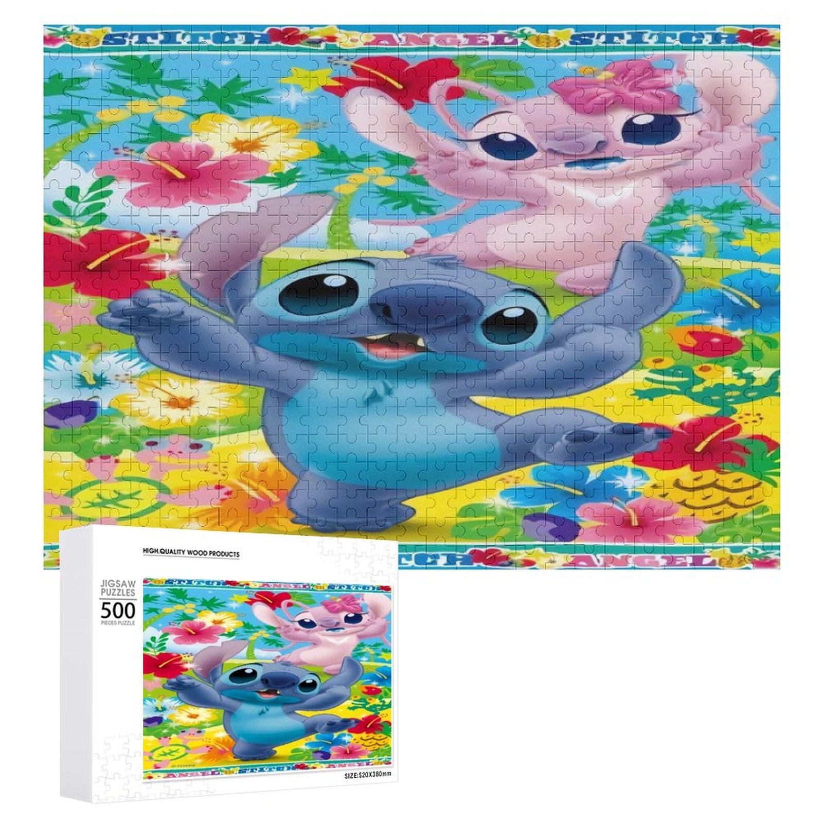 Angel & Stitch Tropical Puzzles,Puzzles for Adults 500 Pieces,Wooden ...