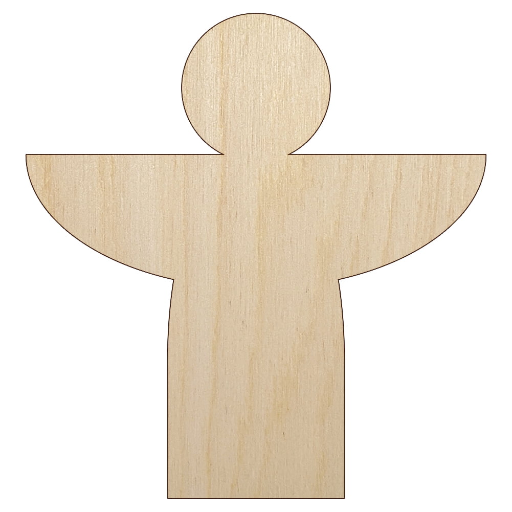 Angel Symbol Wood Shape Unfinished Piece Cutout Craft DIY Projects - 4. ...