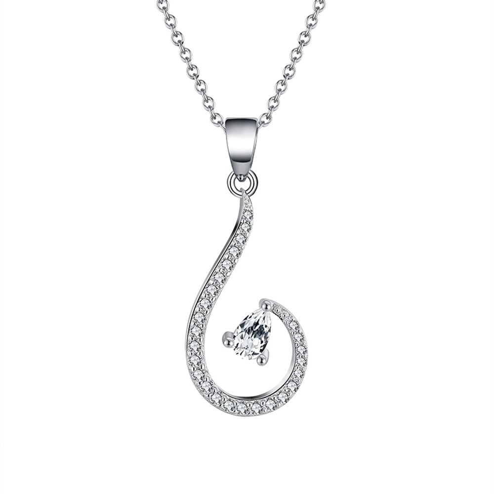 Angel Tear Pendant Necklace for Women Heart Cut CZ Sterling Silver ...