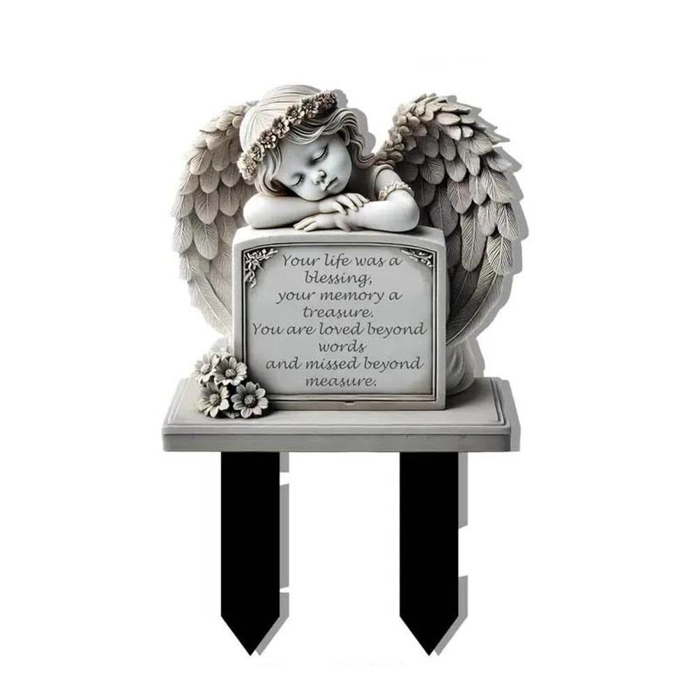 Angel Tombstone Commemorative Plaque - Lightweight Acrylic Insertion ...