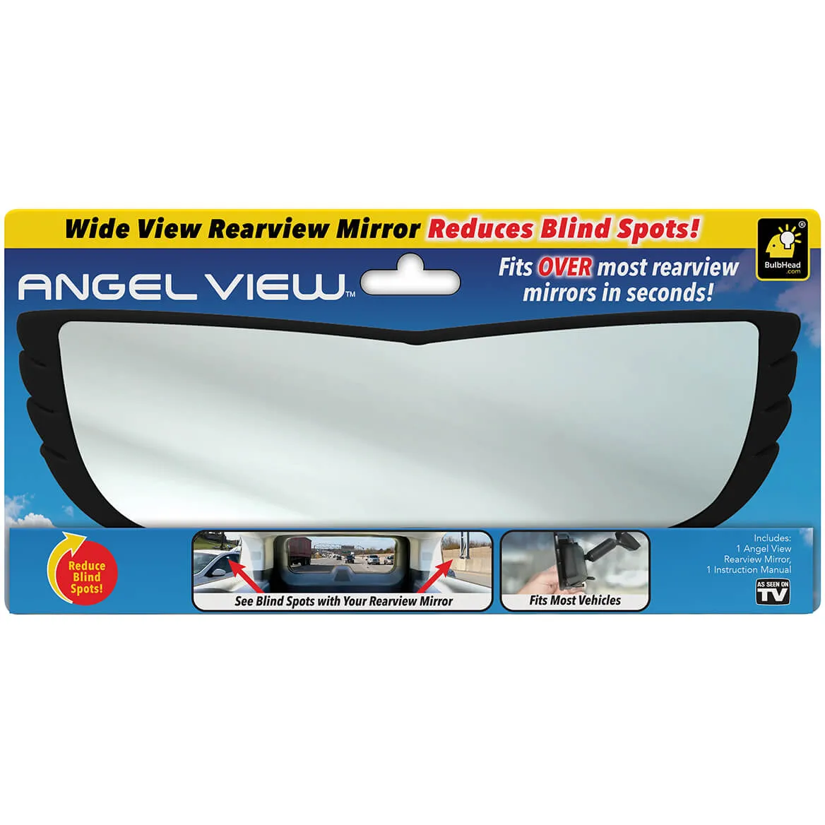 Angel View As Seen on TV Wide Angle Rearview Mirror Fits Most Cars ...