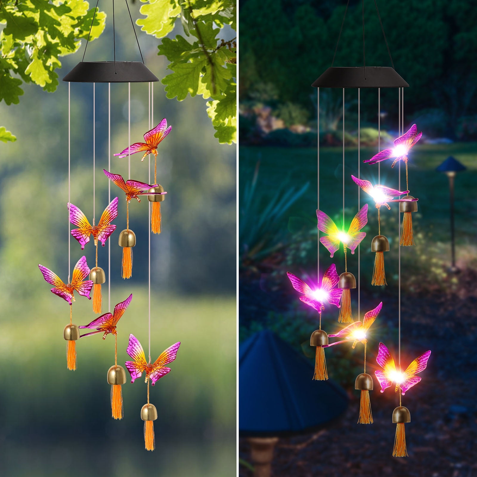 GOODWORLD Angel Wind Chimes, Solar Angel Wind Chimes, Angel Hummingbird ...