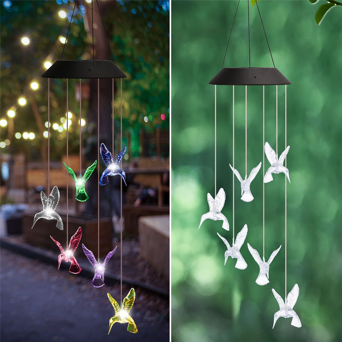 GOODWORLD Angel Wind Chimes, Solar Angel Wind Chimes, Angel Hummingbird ...