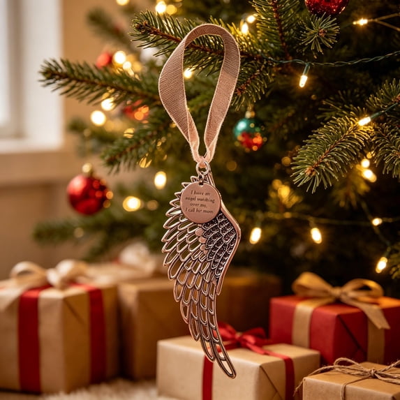 Angel Wing Christmas Ornament, Memorial Hanging Wing Charm with Quote ...