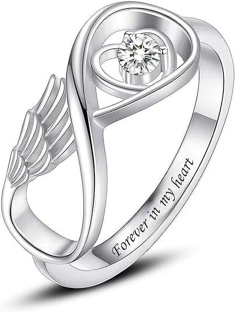 Angel Wing Cremation Ring for Women - Birthstone Infinity Wing Urn ...