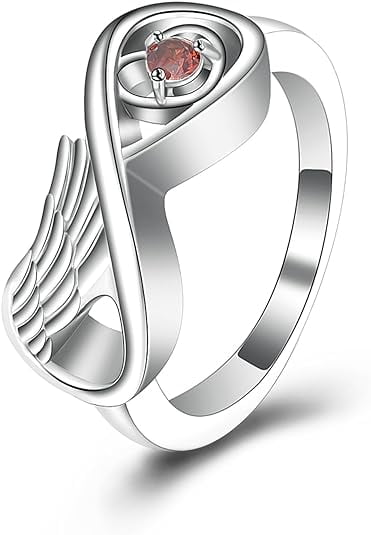Angel Wing Cremation Ring for Women - Birthstone Infinity Wing Urn ...