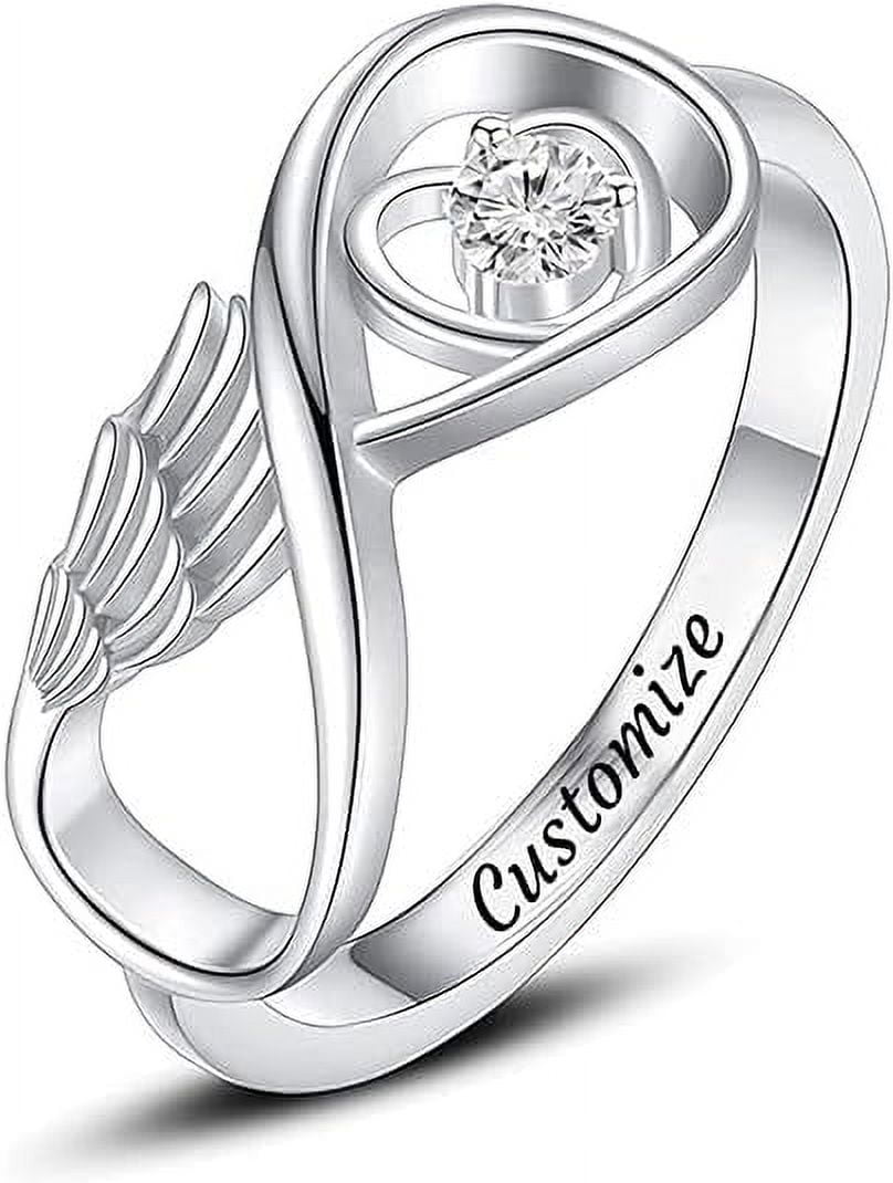 Angel Wing Cremation Ring for Women - Birthstone Infinity Wing Urn ...