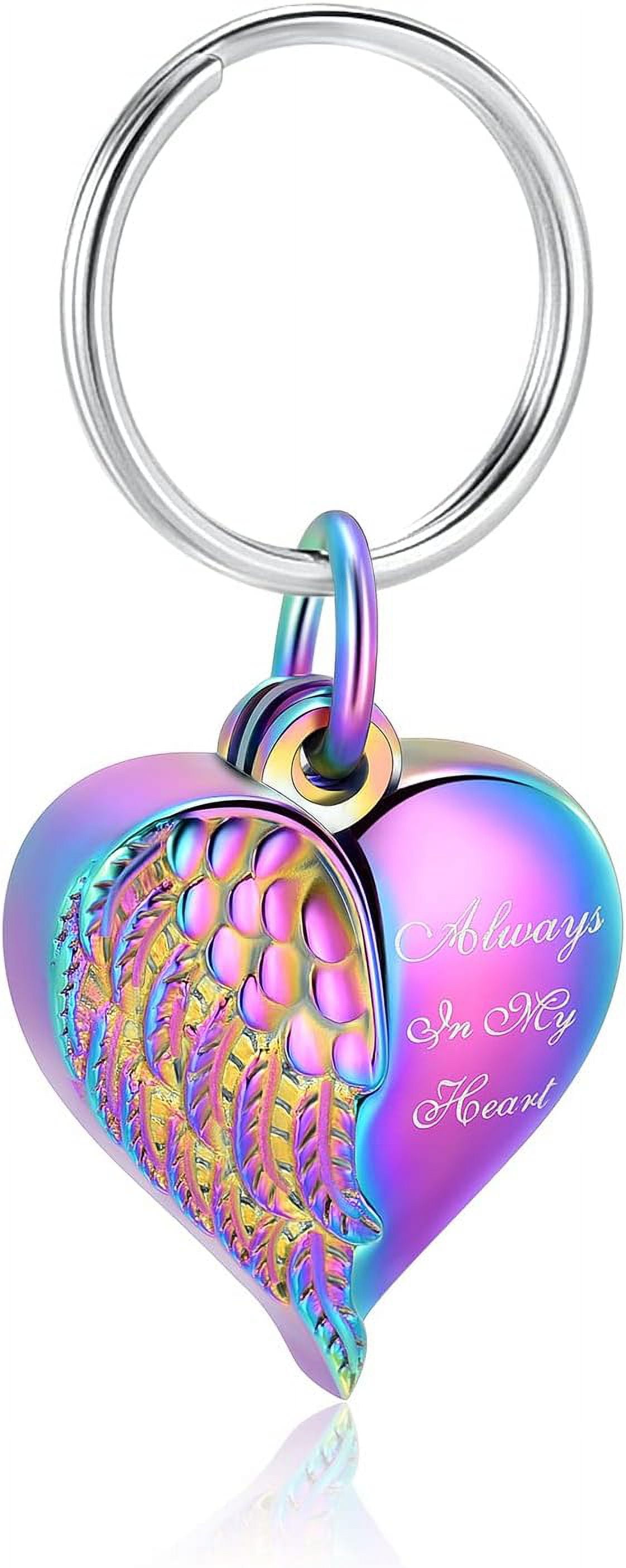 Angel Wing Heart Urn Keychain for Ashes Memorial Cremation Jewelry for Human Pet Keepsake ...
