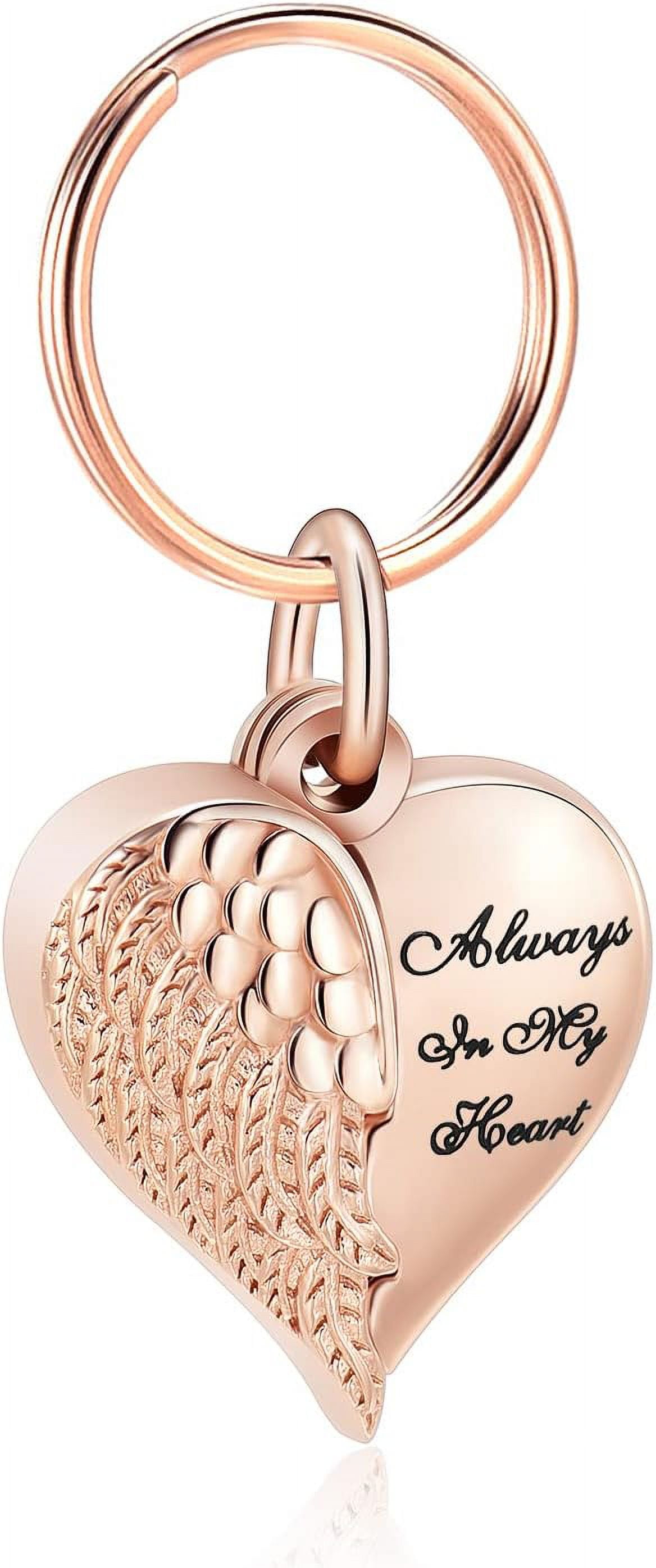 Angel Wing Heart Urn Keychain for Ashes Memorial Cremation Jewelry for Human Pet Keepsake ...