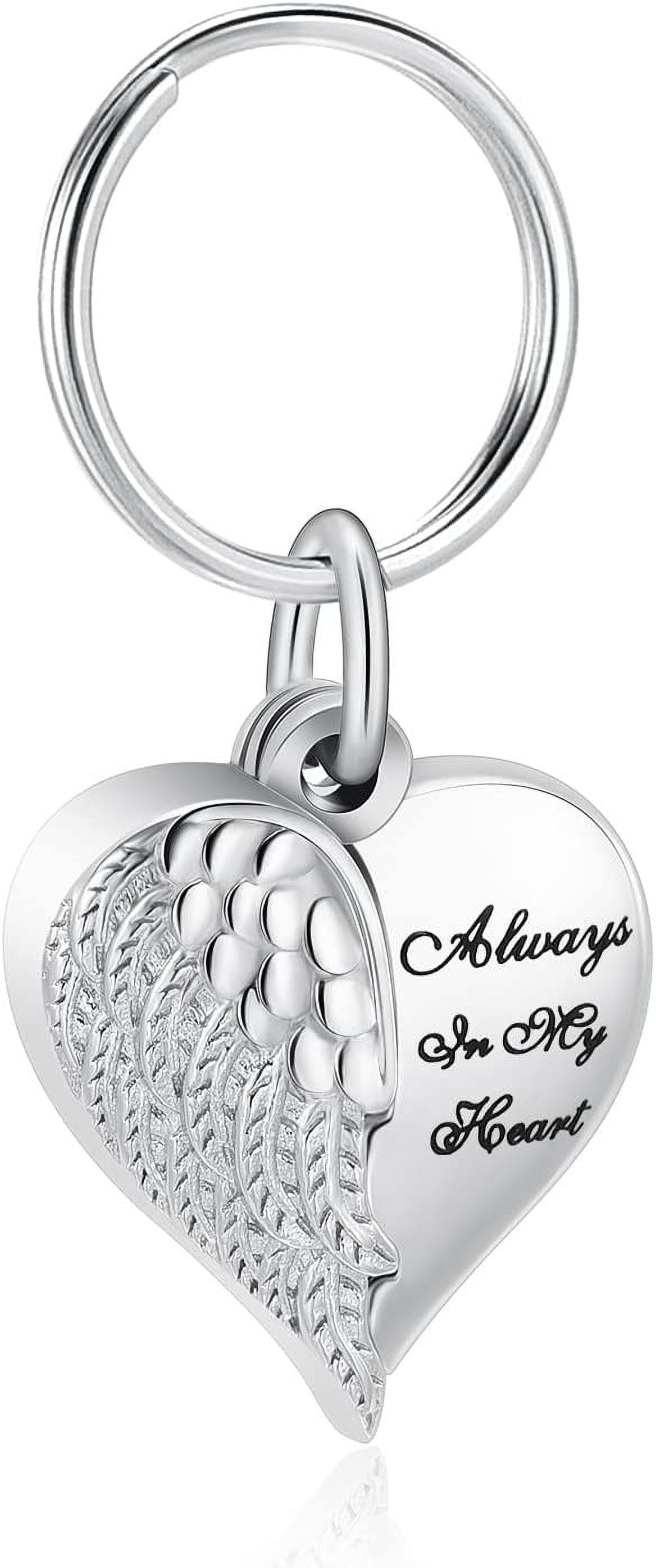 Angel Wing Heart Urn Keychain for Ashes Memorial Cremation Jewelry for ...