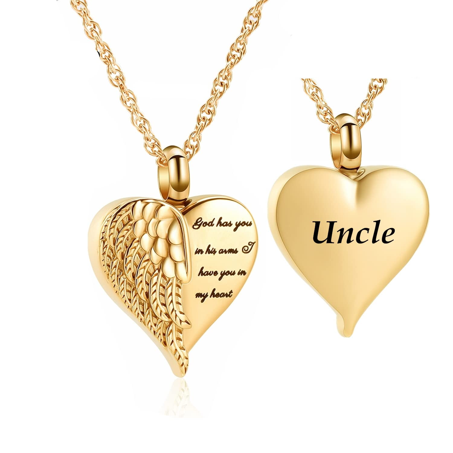 Angel Wing Heart Urn Necklace Lockets for Human Ashes Pet Cremation ...