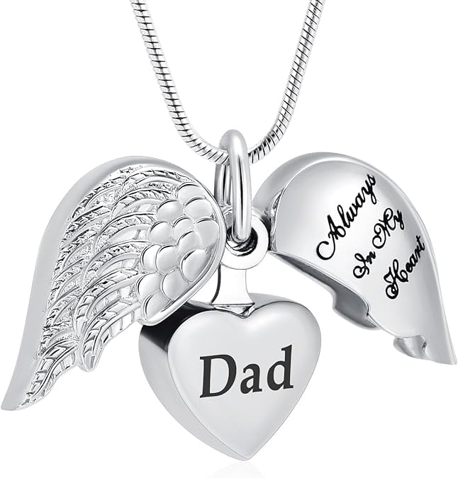 Angel Wing Heart Urn Necklace for Ashes Cremation Jewelry Heart Urn ...