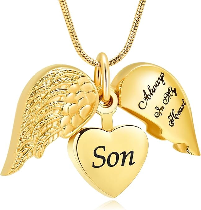 Angel Wing Heart Urn Necklace for Ashes Cremation Jewelry for Human ...