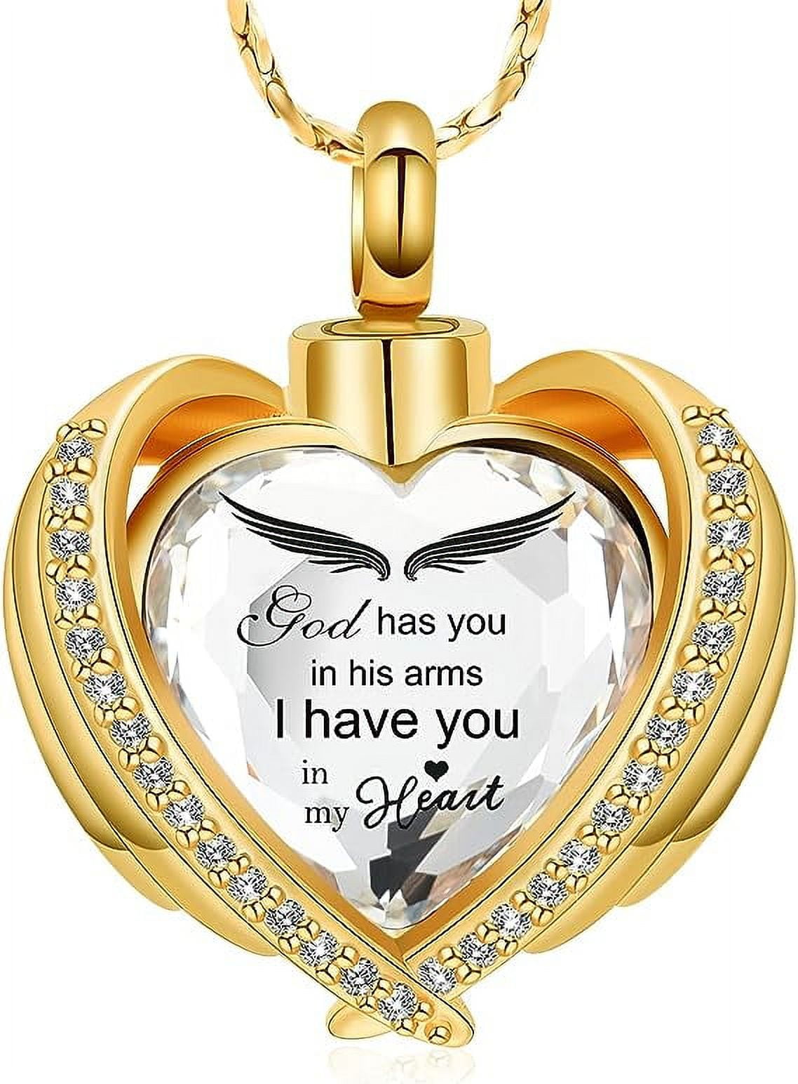 Angel Wing Heart Urn Necklace for Ashes Crystal Cremation Jewelry ...