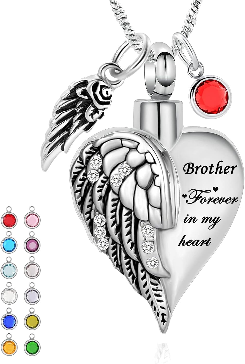 Angel Wing Heart Urn Necklace for Ashes for Women Men Family Ashes ...