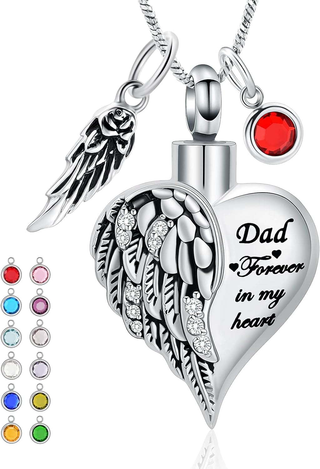 Angel Wing Heart Urn Necklace for Ashes for Women Men Family Ashes ...