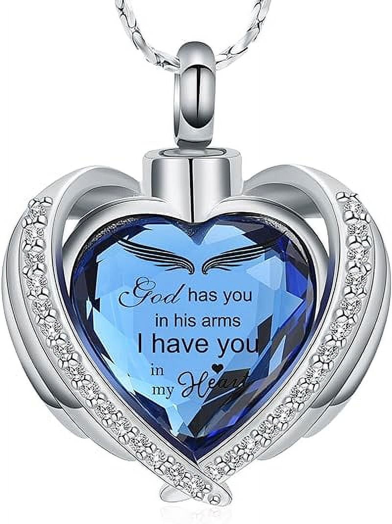 Angel Wing Heart Urn Pendant Necklaces for Women Girls Crystal ...