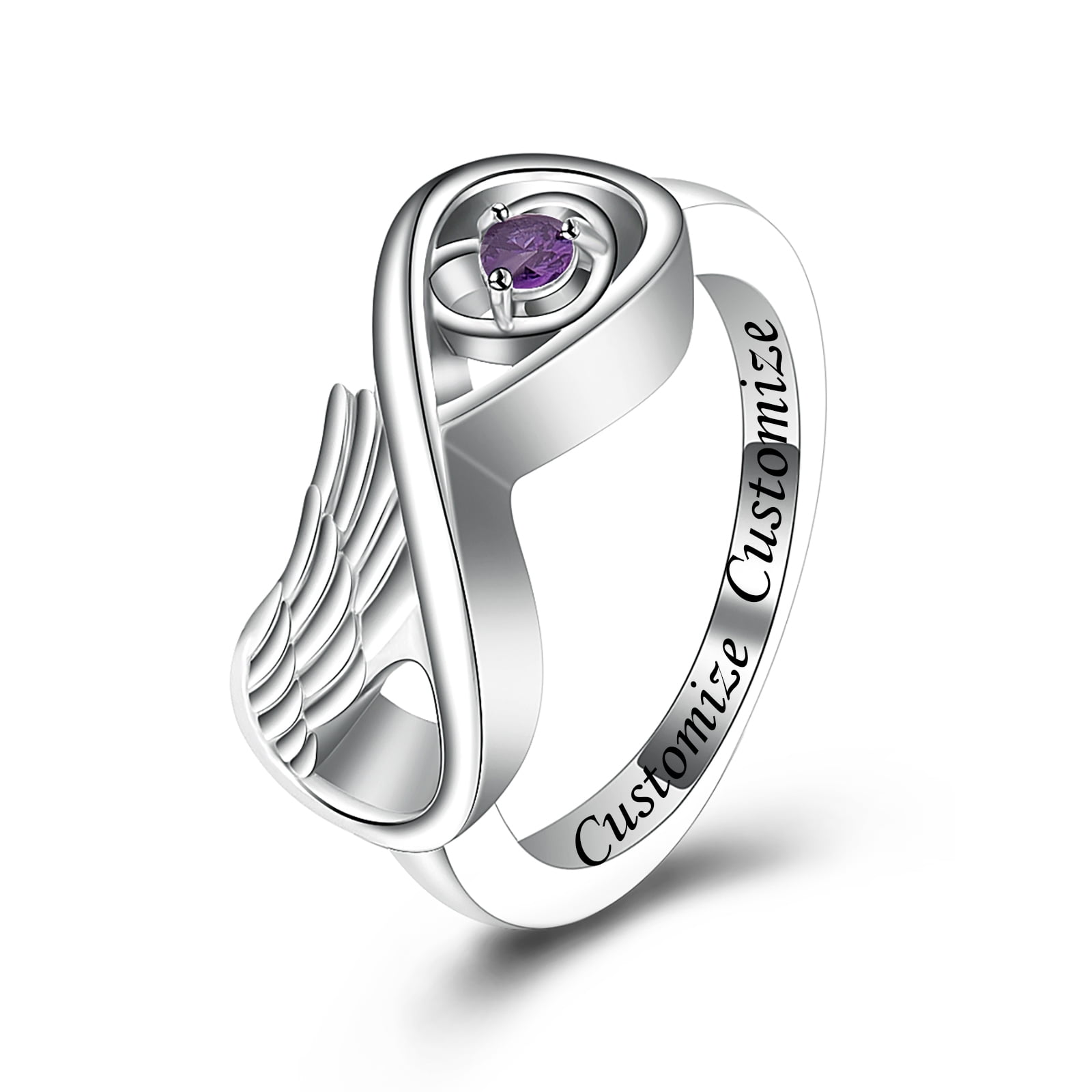 Angel Wing Infinity Love Rings Keepsake Cremation Jewelry for Ashes ...