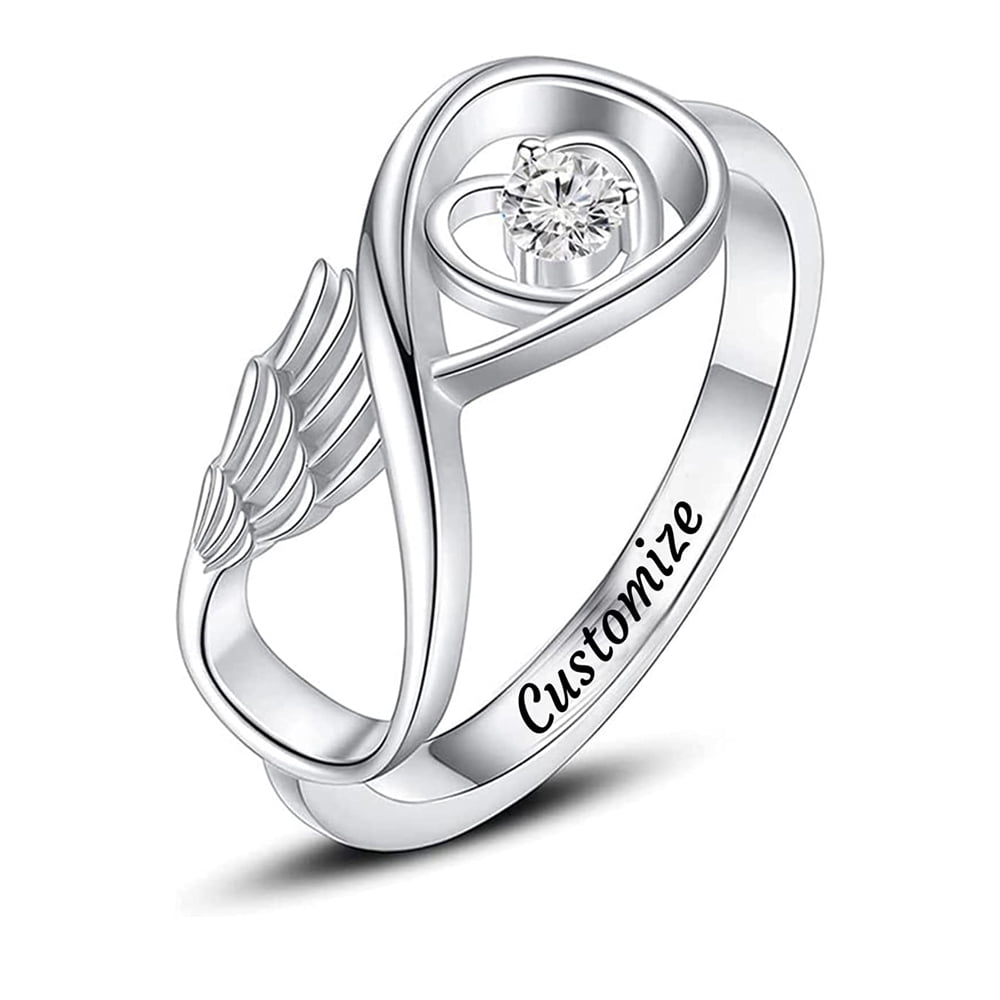 Angel Wing Infinity Love Rings Keepsake Cremation Jewelry for Ashes ...