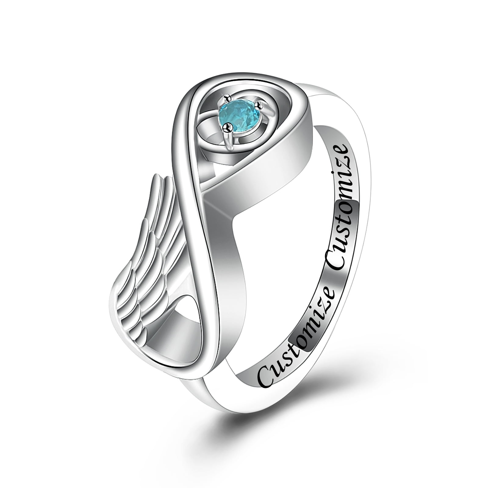 Angel Wing Infinity Love Rings Keepsake Cremation Jewelry for Ashes ...