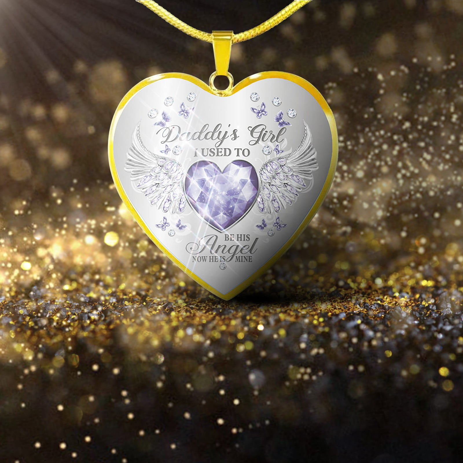 Angel Wing Jewelry Necklace Necklace for Dad Daughter Heart Mens Jewelry Necklace Memorial Keepsake Pendant Walmart