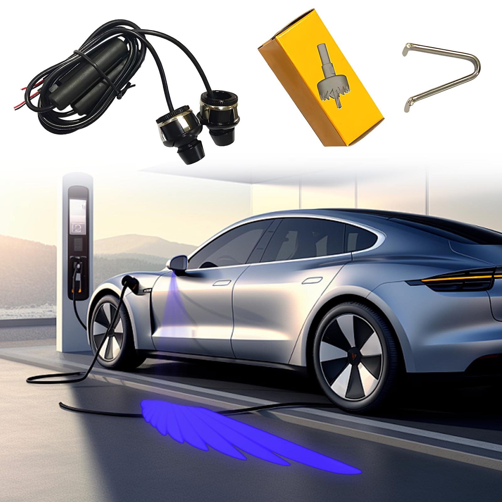 Angel Wing Projection Rearview Mirror, Welcome Light Carpet Light, LED Projector, Frosted Glass ...