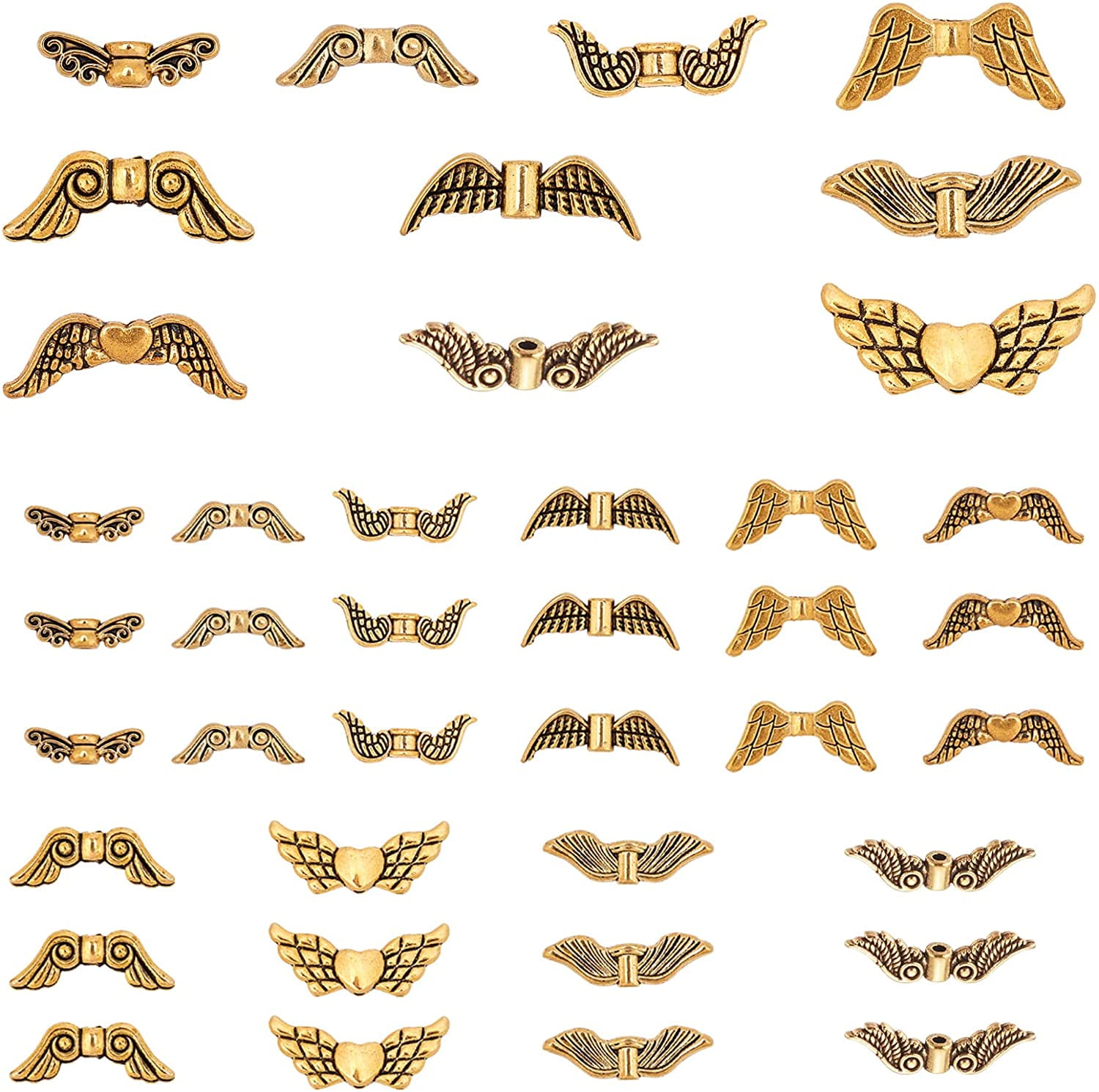 Angel Wing Styles in Tibetan Golden - 200pcs Charms for DIY Earring ...