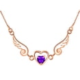 Angel Wing Zircon Necklace for Women, Purple Zircon Heart Pendant with ...