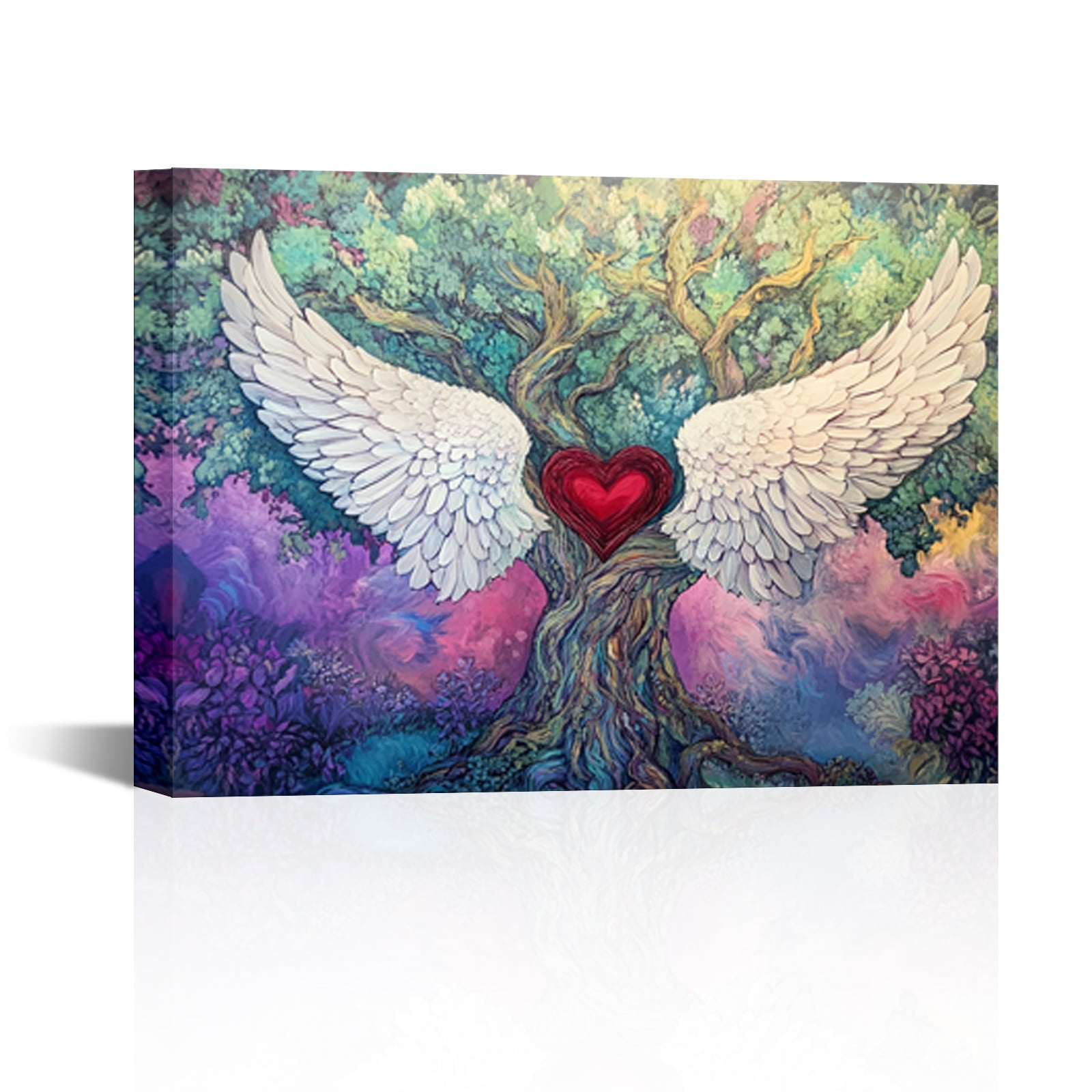 Angel Wing with Love Tree Art Painting Wall Decor - Walmart.com