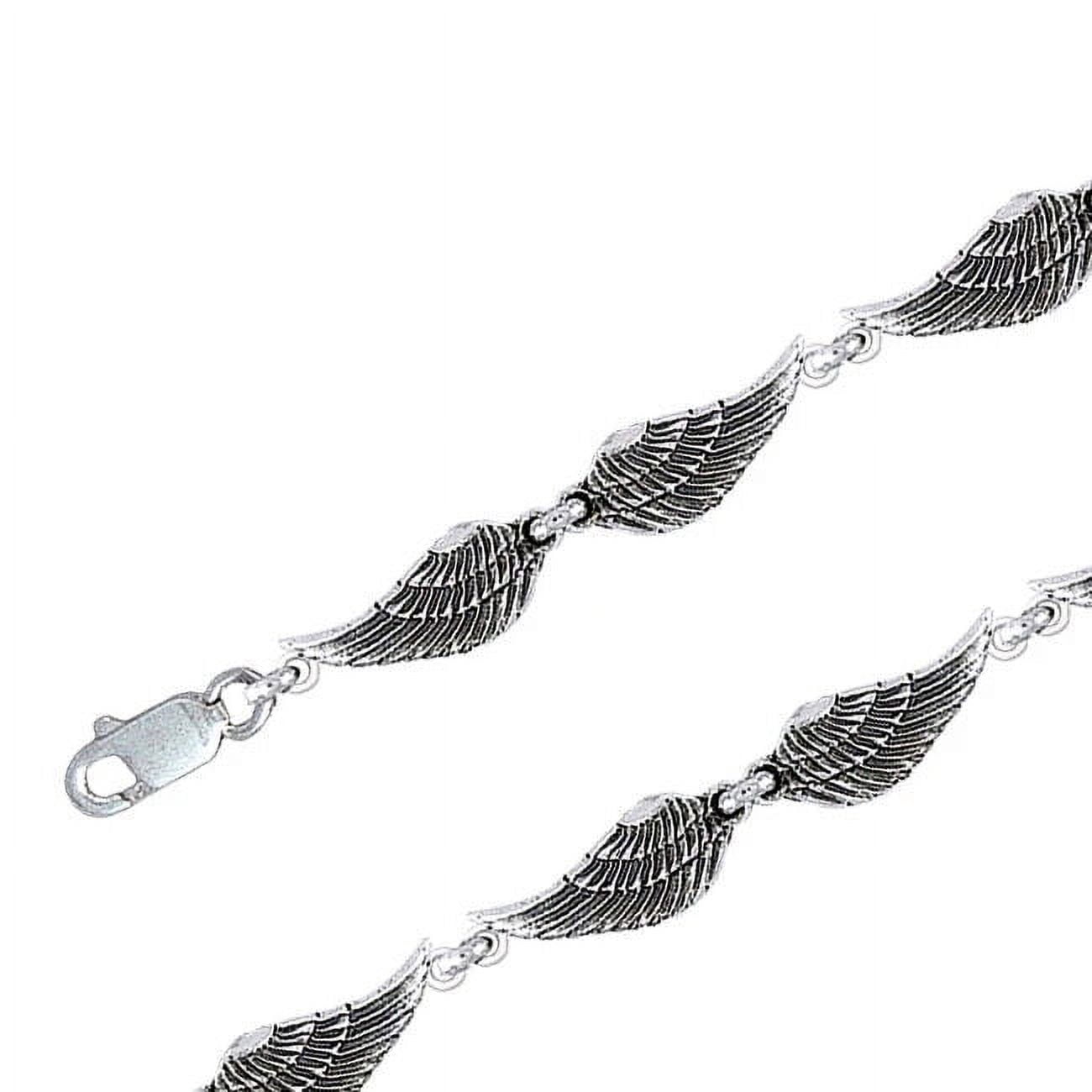 Angel Wings 925 Sterling Silver Link Bracelet Fine Spiritual Religious ...