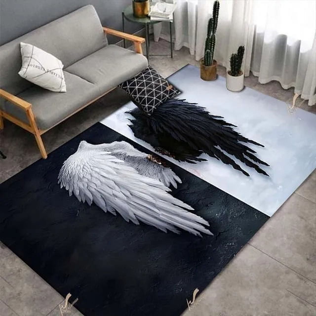 Angel Wings Black White Carpet for Living Room Home r Sofa Table Large ...