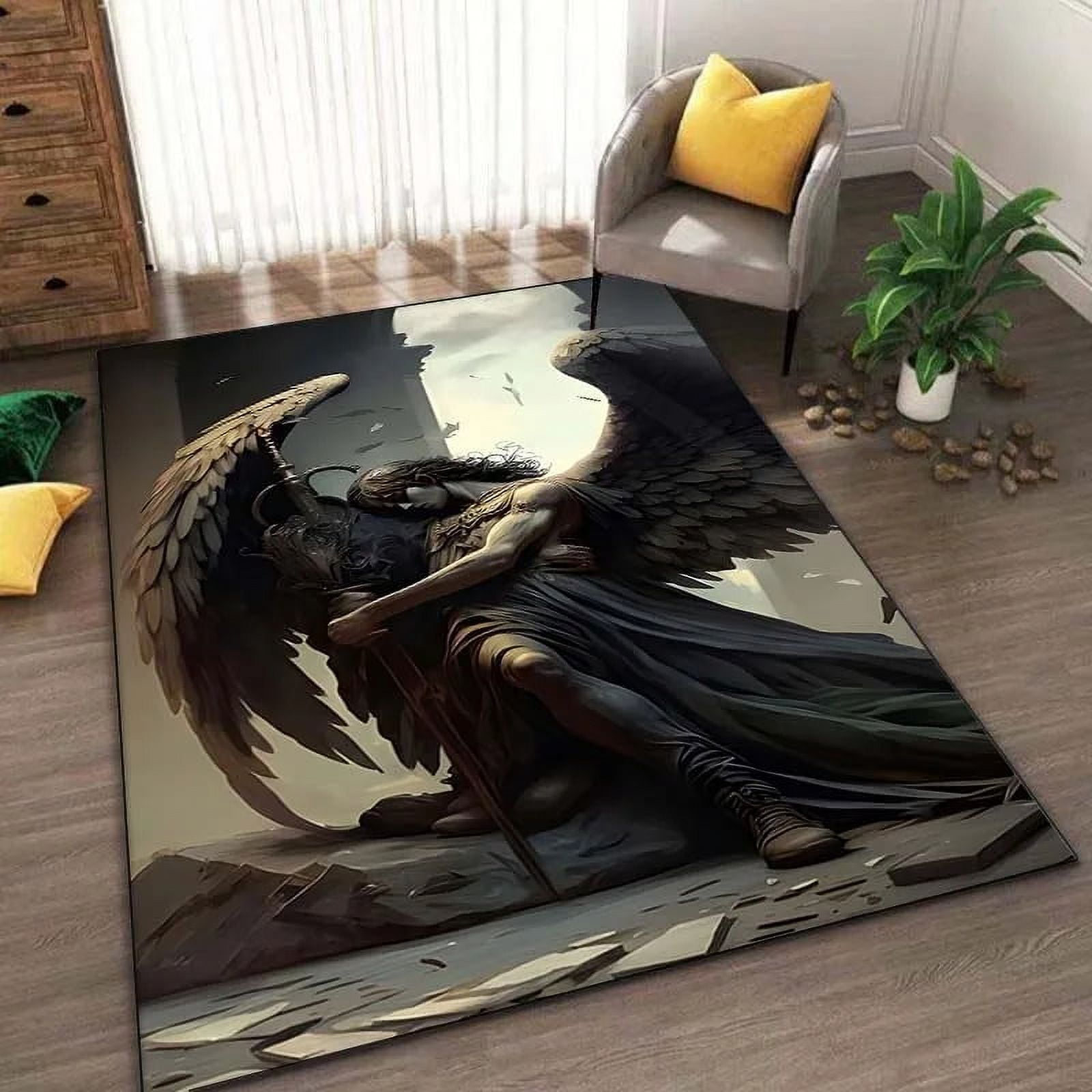 Angel Wings Black White Carpet for Living Room Home r Sofa Table Large ...
