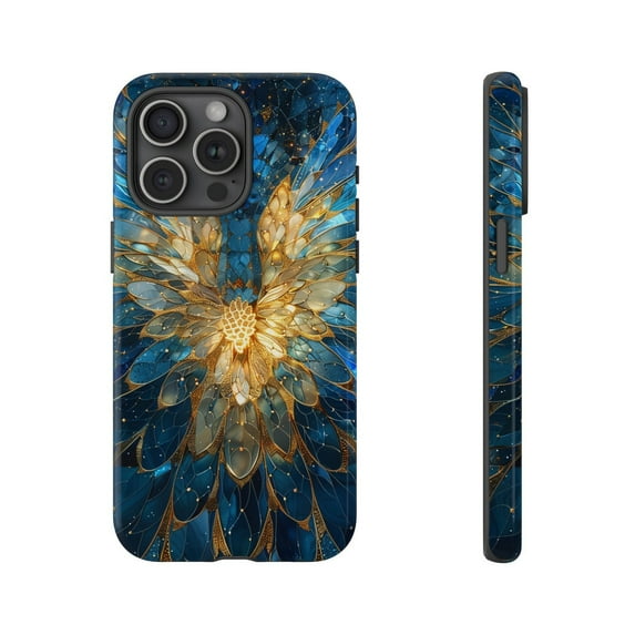 Angel Wings Blue Gold Stained Glass Religious Art Phone Case for iPhone ...