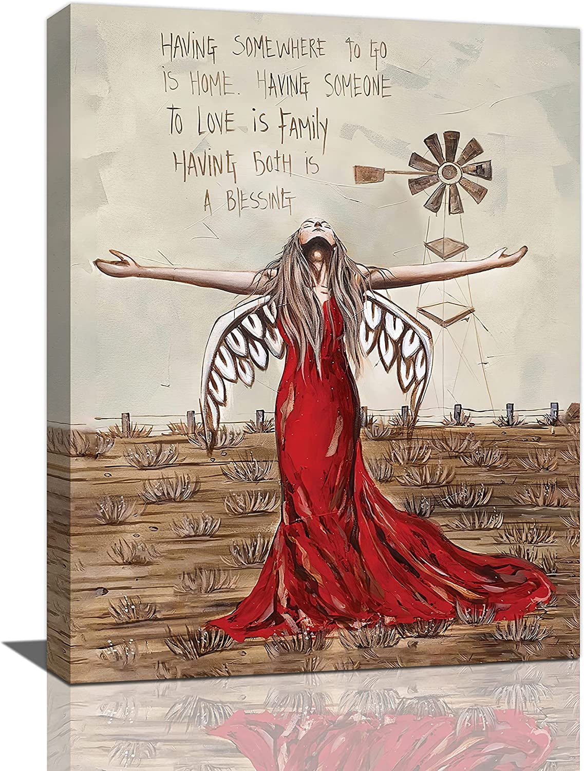 Angel Wings Canvas Wall Art Christian Angel Rustic Wall Decor ...